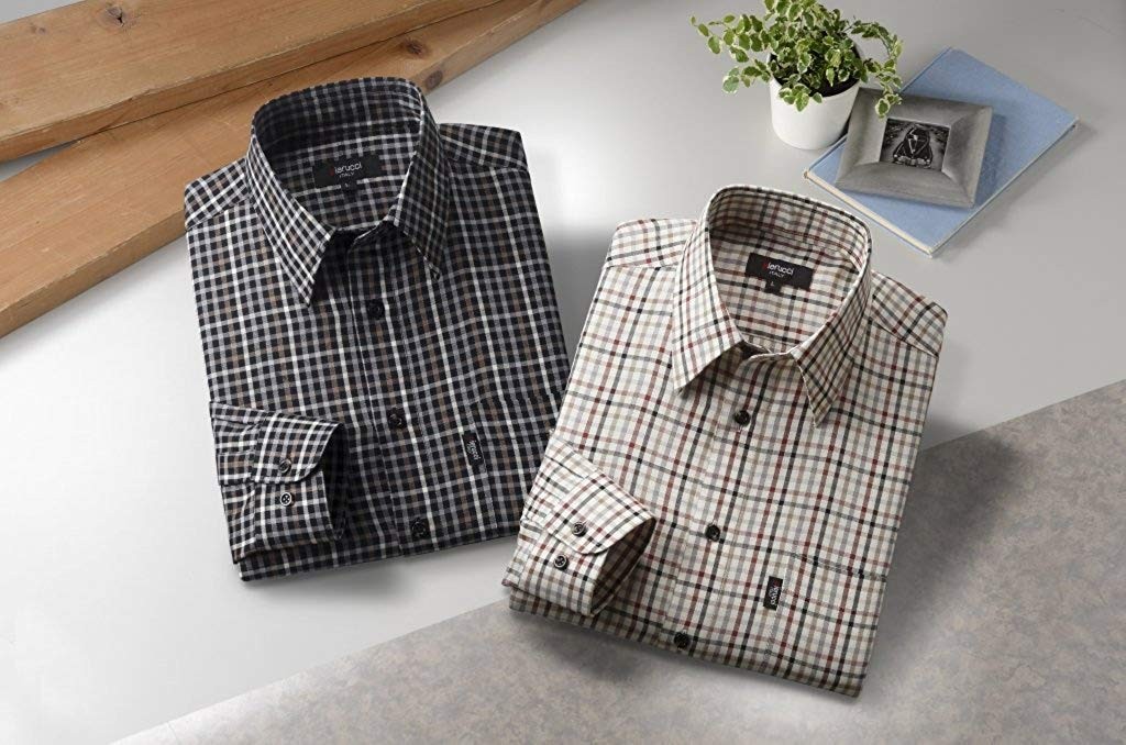 2枚(色)セット】[ピエルッチ] Pierucci メンズ チェック柄 長袖シャツ