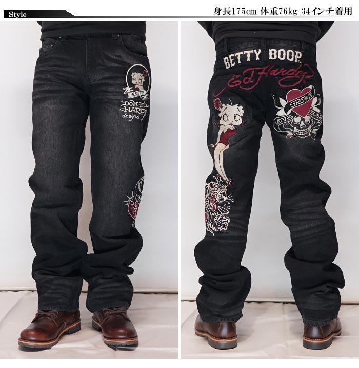 ED HARDY エドハーディー ベティブープ ベティー コラボ ジーンズ デニム メンズ BED-2402 送料無料 : ジーンズプラザ摩耶 ...