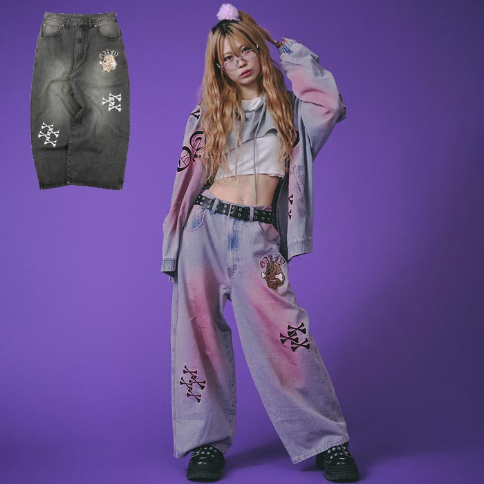 GALFY ガルフィー デニムパンツ メンズ レディース ボトム パンツ ズボン 犬 骨骨カラーデニムパンツ 144012 送料無料 ...