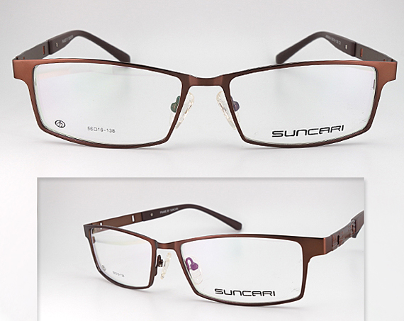 メガネ 度付 SUNCARI Eyewear スクエア Brown フルリム 眼鏡一式 送料無料 ＋ カラーレンズ 無料キャンペーン中 伊達 ...