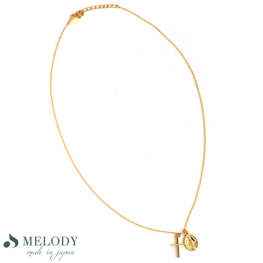 Melody Accessory ネックレス 日本製 K18GP コイン メダイ Melody Accessory ネックレス 日本製 K18GP コイン メダイ