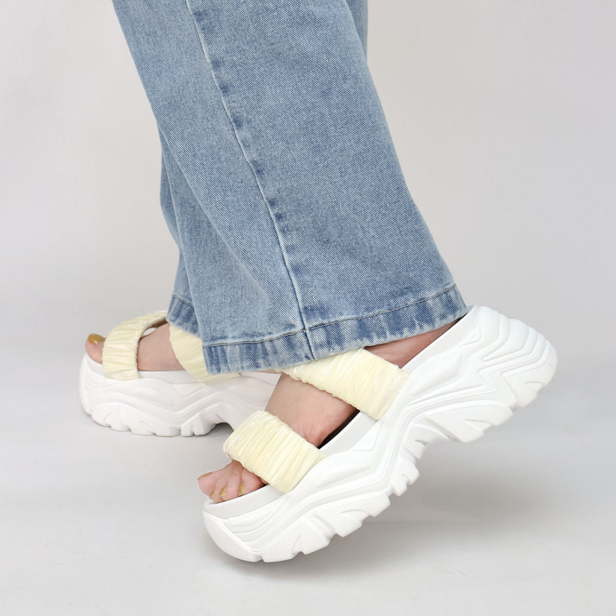 LibertyDoll（リバティードール） サンダル レディース 厚底 スライドサンダル 7cm ベルト ギャザー 夏 22-24.5cmリバティードール No.4187 ポイント利用 セット ...