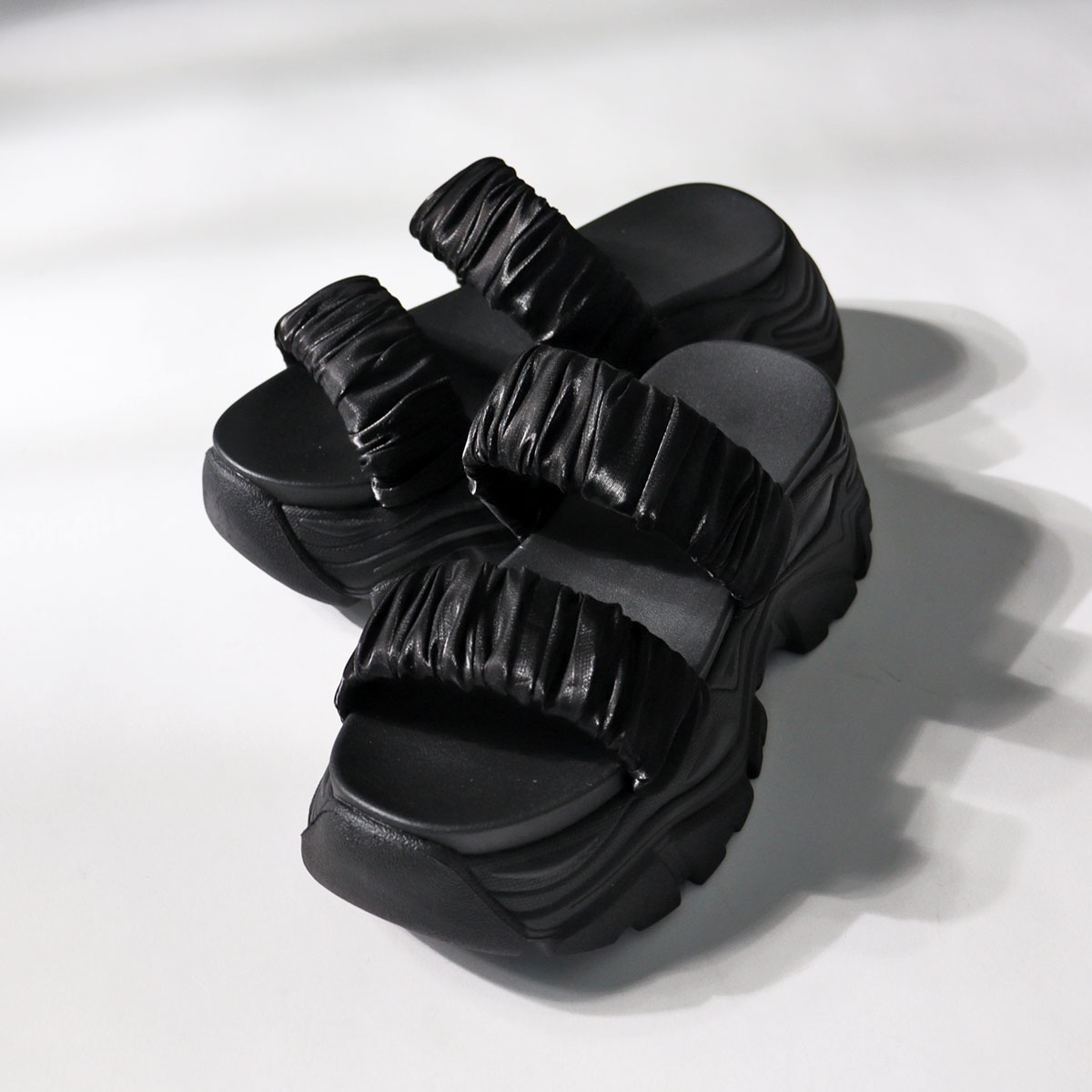 LibertyDoll（リバティードール） サンダル レディース 厚底 スライドサンダル 7cm ベルト ギャザー 夏 22-24.5cmリバティードール No.4187 ポイント利用 セット ...