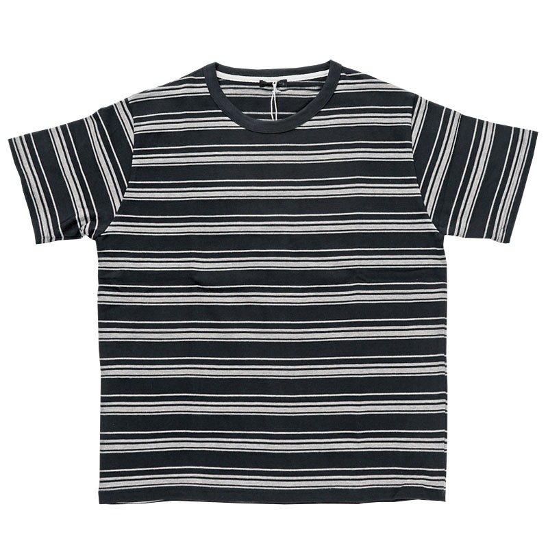 Tシャツ メンズ ヘビーウェイト ボーダーtシャツ 半袖 綿100％ コットン天竺 クルーネック パネルボーダー ランダム カットソー トップス 春夏 厚手 T Shirt 14 Mc