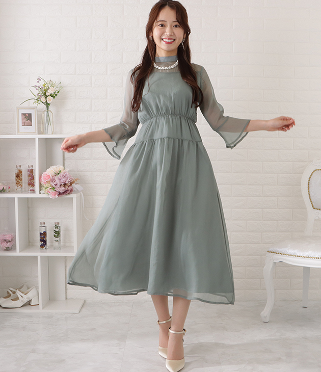 Lace Ladies（レースレディース） ウエストギャザーフレアシフォン