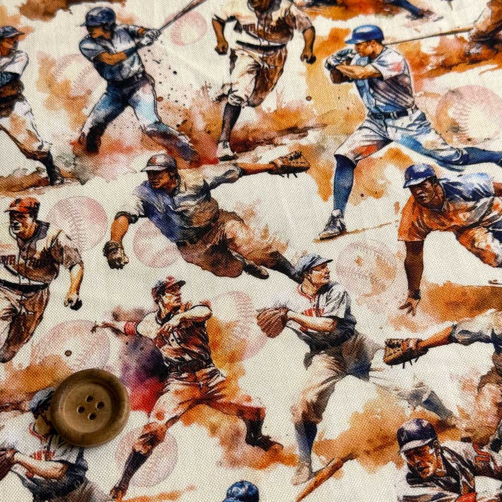 USAコットン 野球 Game Day Vintage Cream Baseball Collage(ベースボールゲームデイ ビンテージ ...