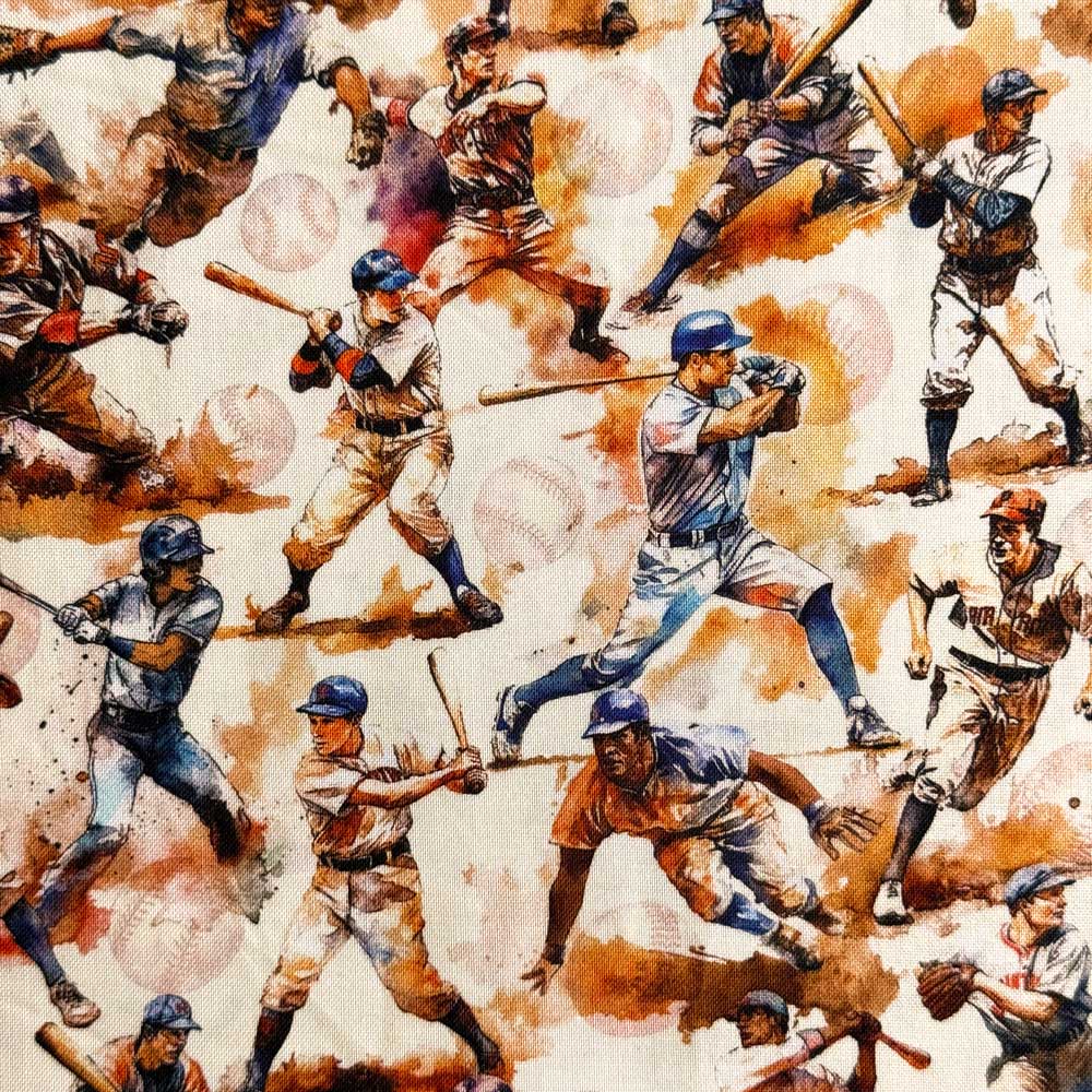USAコットン 野球 Game Day Vintage Cream Baseball Collage(ベースボールゲームデイ ビンテージ ...