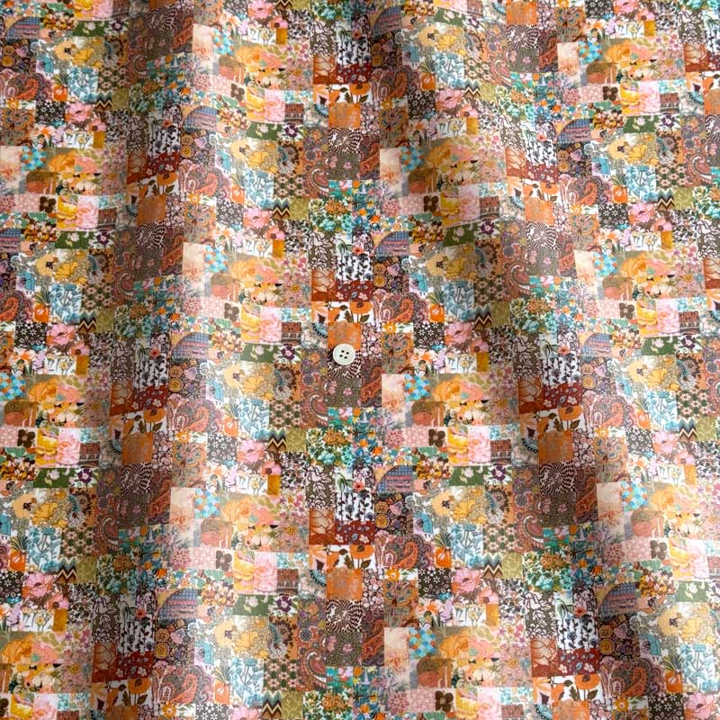 LIBERTY. LIBERTY FABRICS リバティプリント イタリア製つや消しラミネート＜Archive Patchwork＞(アーカイブ・パッチワーク)【イエローオレンジ ...