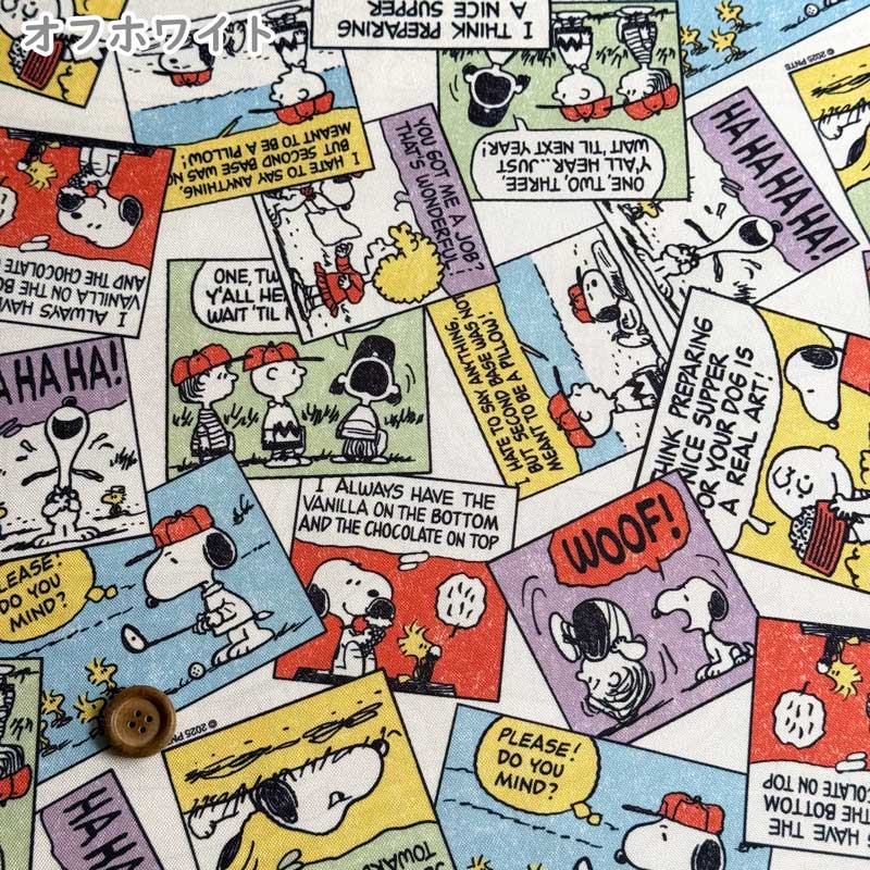 スヌーピーSNOOPY シックコミック ポリエステルオックス オフホワイト/ネイビー (ピーナッツPEANUTSキャラクター・入園入学通園通学 ...