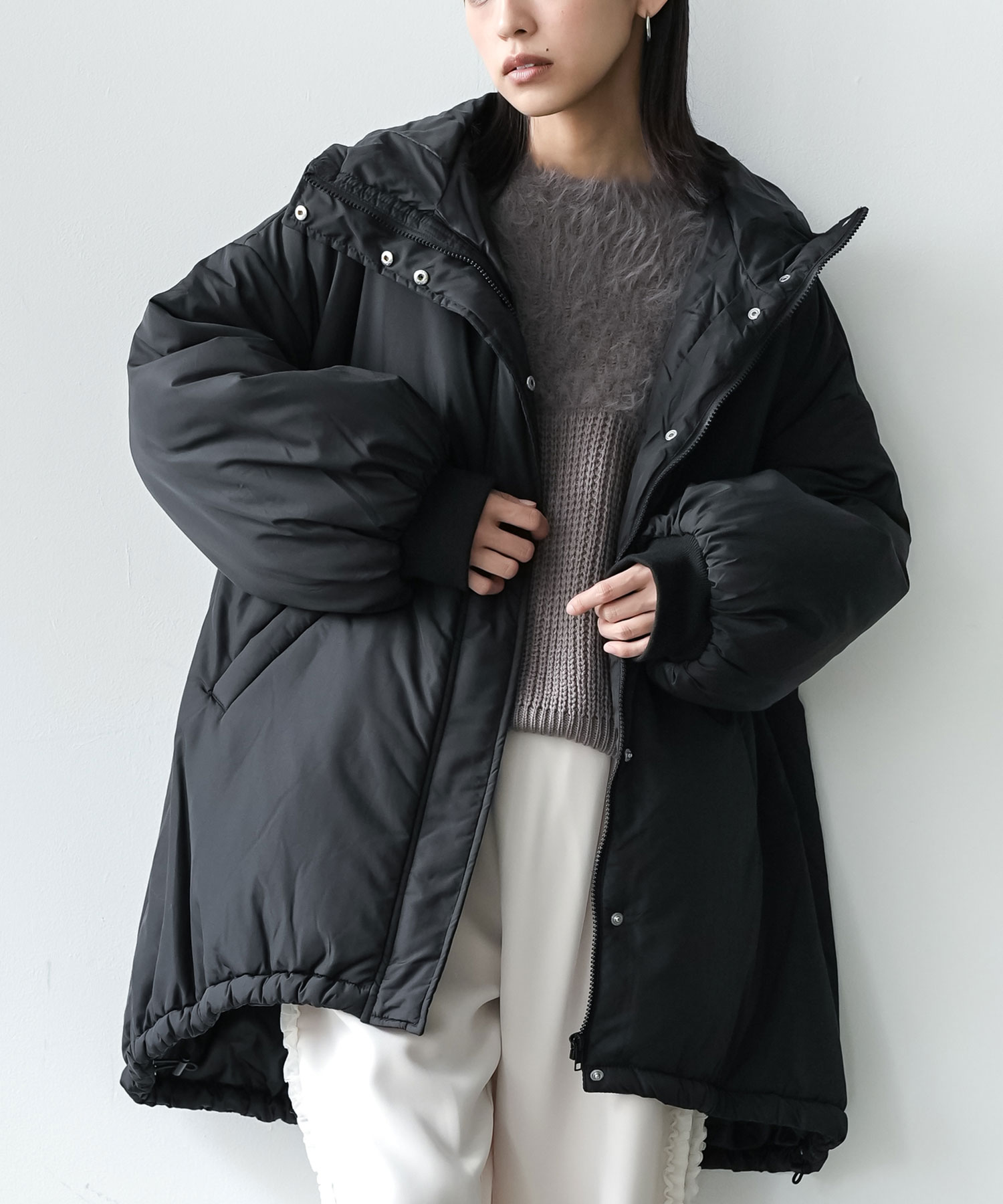 mili an deni（ミリアンデニ） ミドル丈中綿モンスターパーカー 中綿