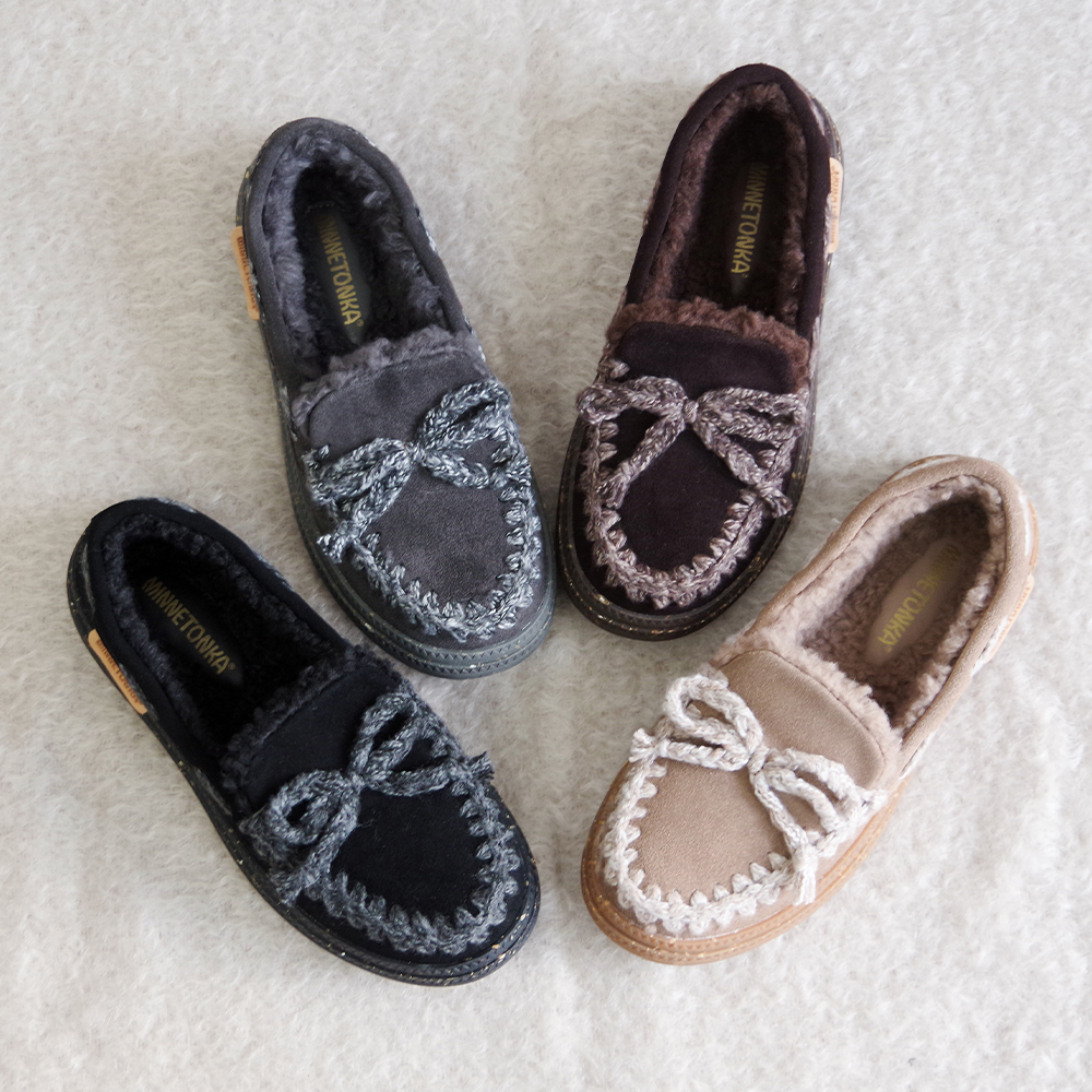 Minnetonka（ミネトンカ） 再値下げ 【60％OFF】 ミネトンカ公式 ニットステッチボアモカシン【24M08】 モカシン スエード 本革 フラットシューズ : ミネトンカ公式 ...