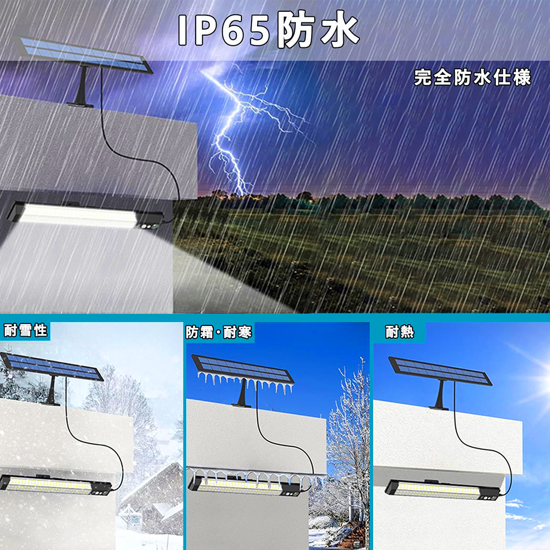 ソーラーライト 分離式 2灯LED 屋外用人感センサーライト 2500lm高輝度 IP65防水 延長コード3m×2本付属 3モード切替可能 2000mAh大容量電池搭載 : minshi ...