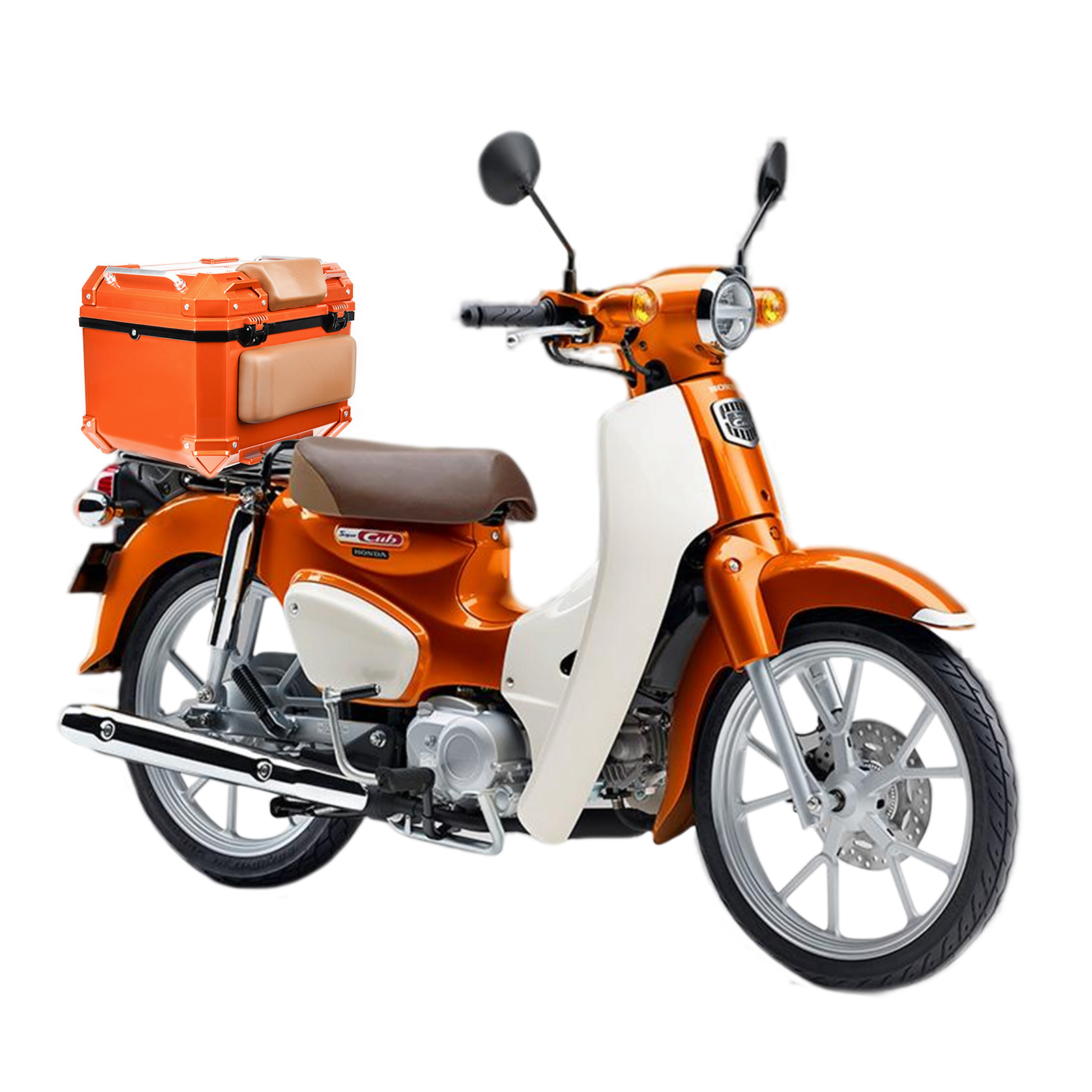 ホンダ CODEM バイク リアボックス 45L 大容量 トップケース ABS 軽量 純正同色 簡単脱着 汎用 スーパーカブ/クロスカブ/原付等 防水 防塵 バックレスト付き ...