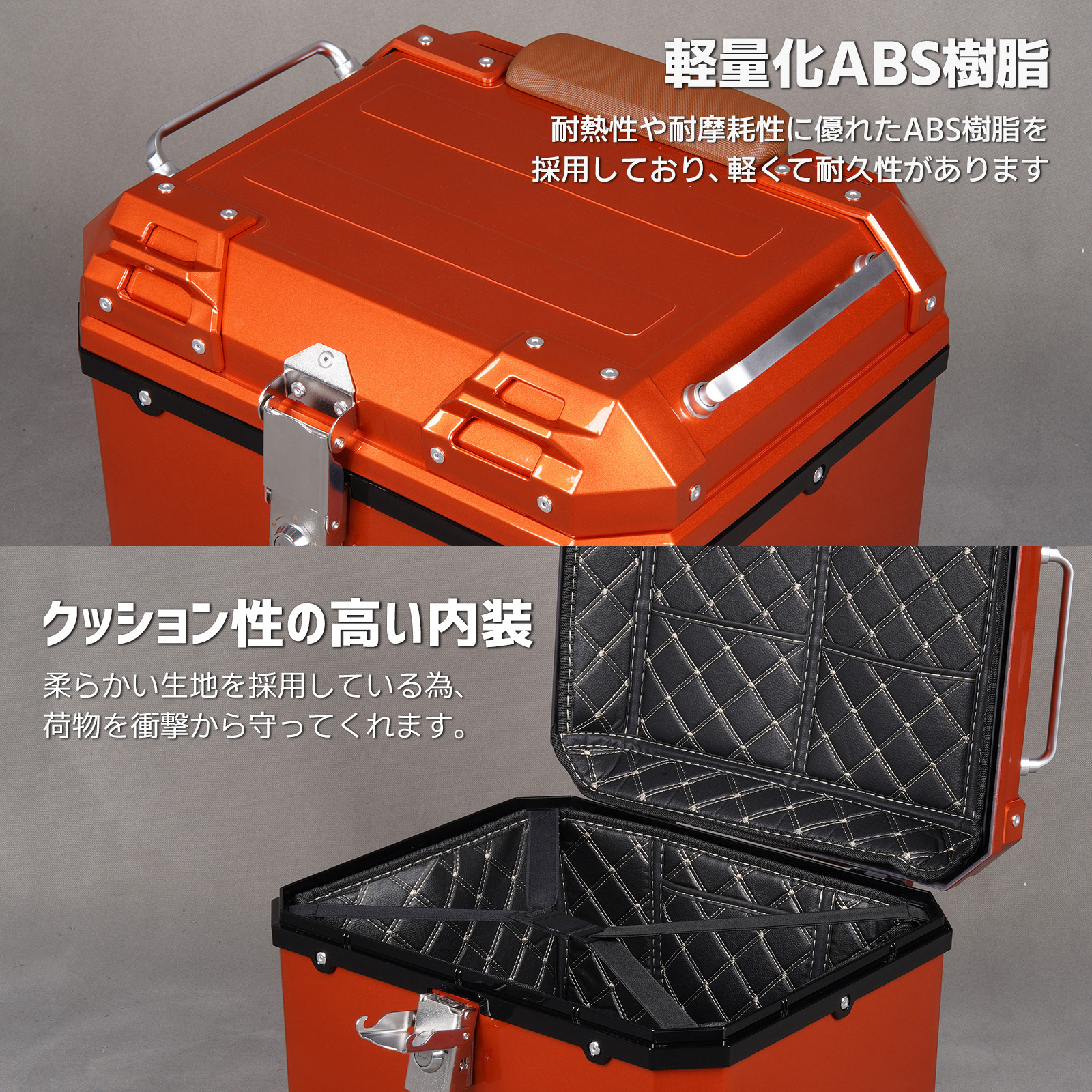 ホンダ CODEM バイク リアボックス 45L 大容量 トップケース ABS 軽量 純正同色 簡単脱着 汎用 スーパーカブ/クロスカブ/原付等 防水 防塵 バックレスト付き ...