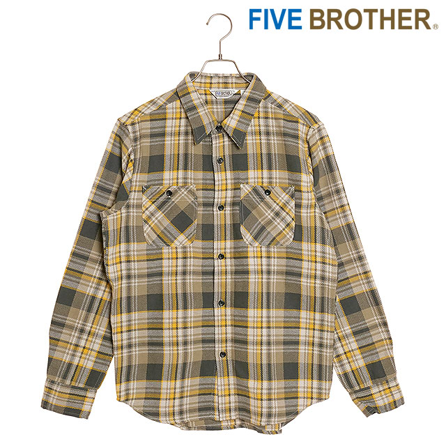 FIVEBROTHER ファイブブラザー FIVE BROTHER ヘビーフランネル ワークシャツ 152450 HEAVY FLANNEL WORK SHIRTS メンズ 長袖 ネルシャツ ...
