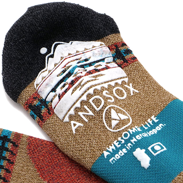 ANDSOX アンドソックス サポートパイルアンクルソックス 23322 23323 SS24 SUPPORT PILE ANKLE SOCKS 靴下 ショート丈 滑り止め付き 日本製 ...