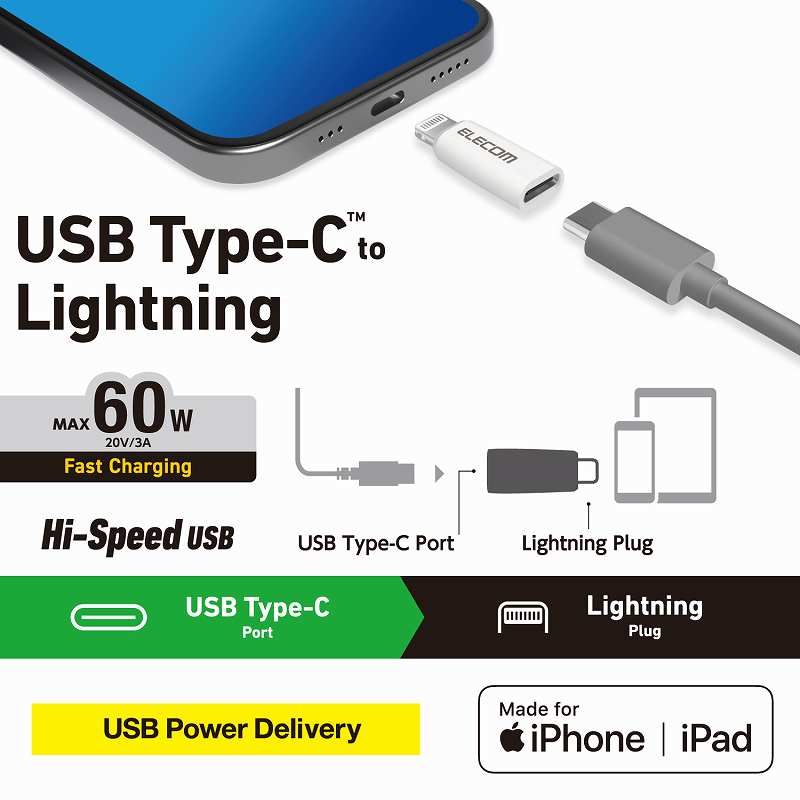 ELECOM エレコム elecom USB変換アダプター(USB Type-Cポート - Lightningプラグ) : バリアスレーベル - 通販 - Yahoo!ショッピング