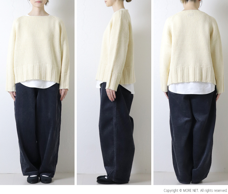 mao made [予約/12月上旬~中旬入荷予定] マオメイド ローゲージヤーン ボートネックプルオーバー 551128-2 02.クリーム ...