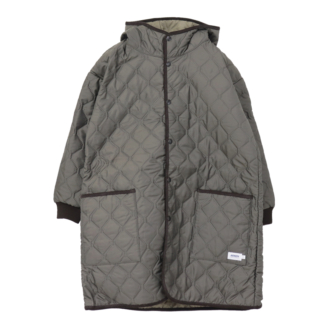 アーメン ARMEN ヒートキルトオーバーサイズミドル丈フードコート NAM2562PP キルティング アウター 中綿 ロング レディース ARMEN（アーメン） ヒートキルトオーバーサイズミドル丈フードコート