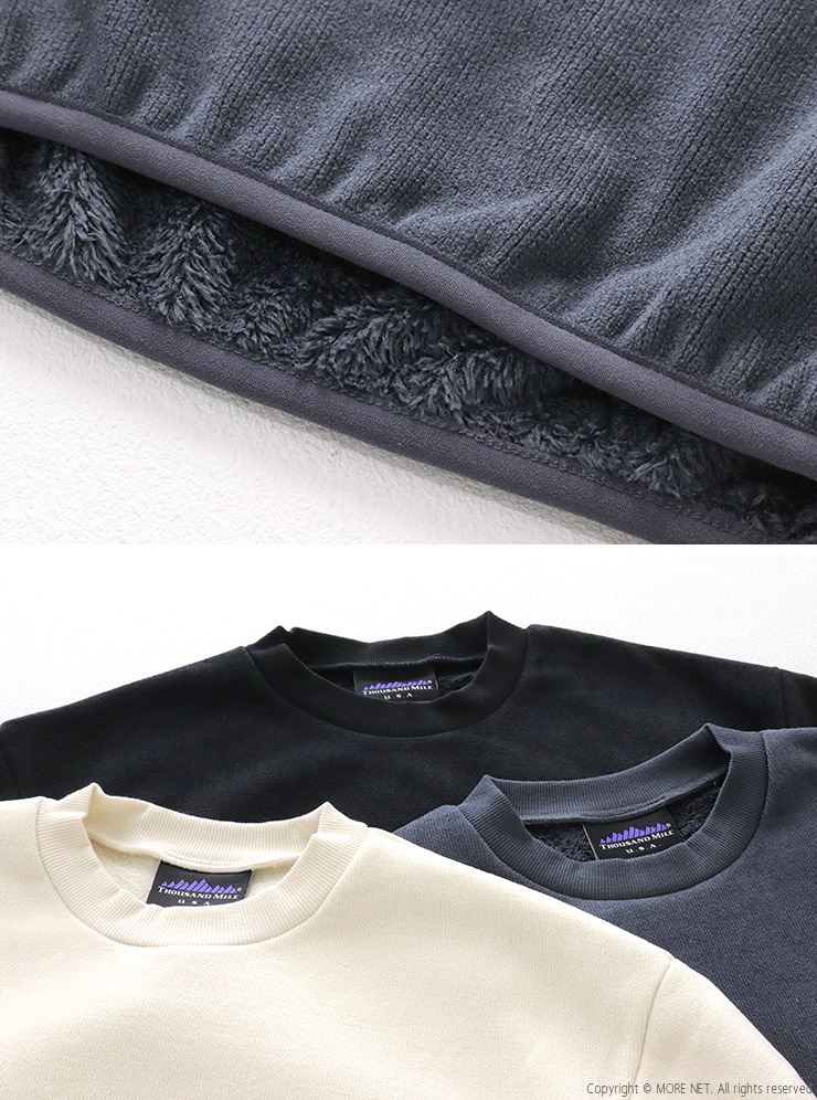 THOUSAND MILE（サウザンドマイル） ニットフリースクルーネックプル