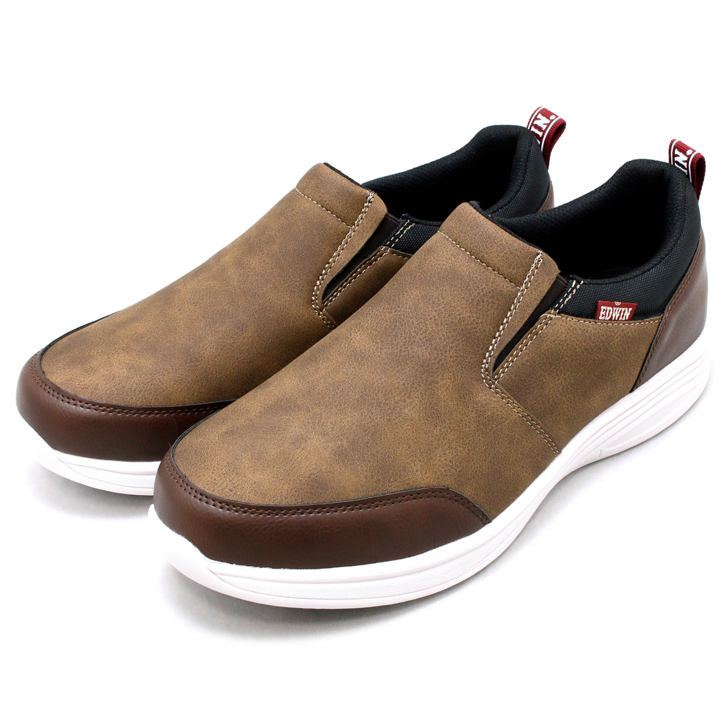 EDWIN メンズ 靴 スリッポン スニーカー 6E 幅広甲高 スリッポン 防水 カジュアシューズ 軽量 耐滑 Wソール 靴底 衝撃吸収 イ :edm72:moriashizakkaヤフー店 ...