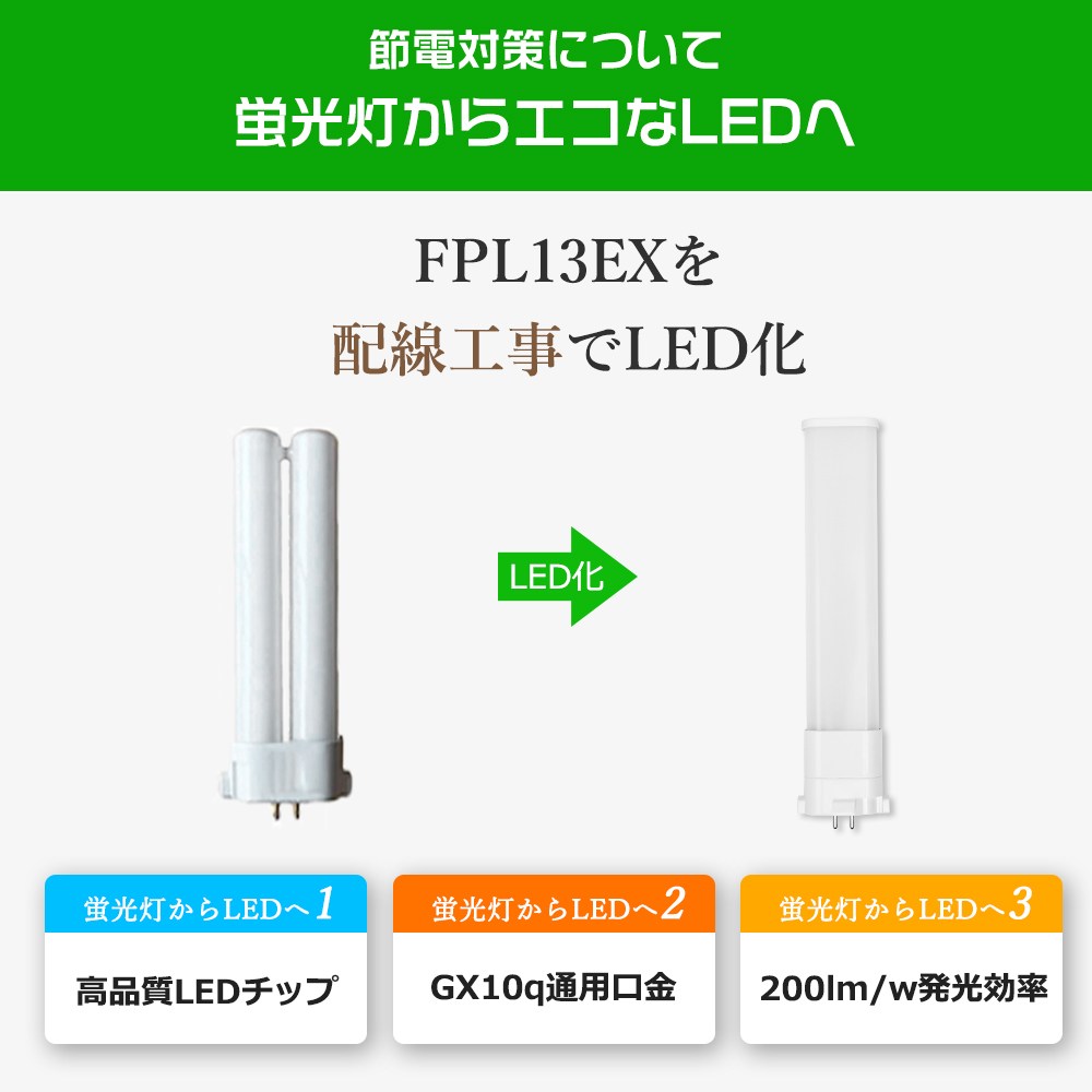 FPL13EXN FPL13EX-N コンパクト形蛍光灯 13型 FPL13形 ツイン1 LED電球 6W 1200lm 口金GX10q ...