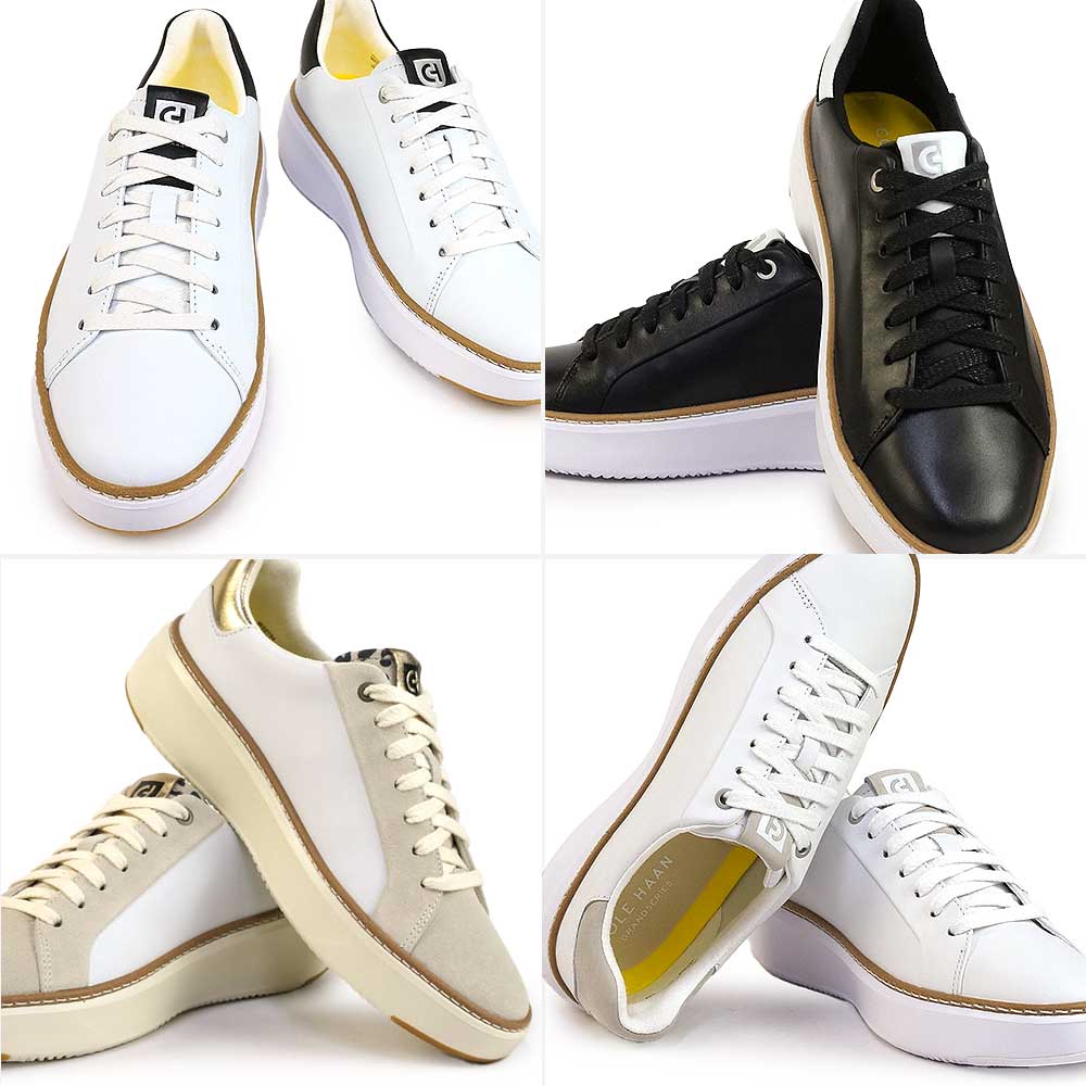 コールハーン レディース レザー グランドプロ トップスピン スニーカー テニス カジュアルシューズ 軽量 厚底 本革 :coh ...