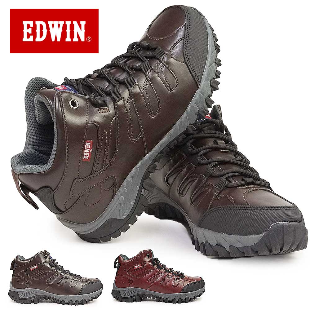 EDWIN エドウィン 防水 アウトドアシューズ メンズ EDM-676 ミッドカット スニーカー ハイキング キャンプ 登山 : マイスキップ - 通販 - Yahoo!ショッピング