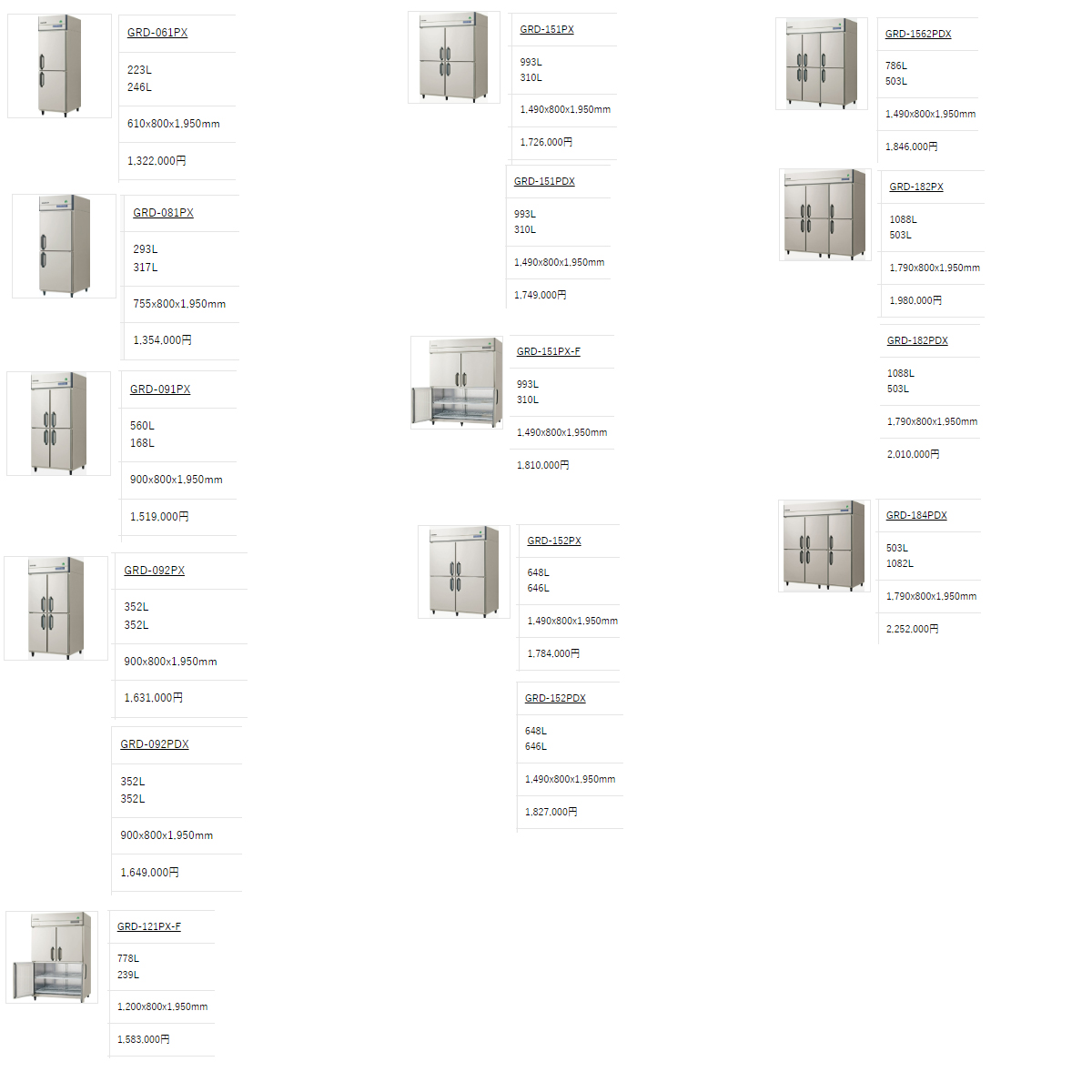 フクシマガリレイ 業務用タテ型冷凍冷蔵庫 GRD-182PDX 冷蔵1088L/冷凍503L 冷蔵4室/冷凍2室 ノンフロン冷媒 インバーター制御 三相200V : 日用品・消耗品ショップ ...