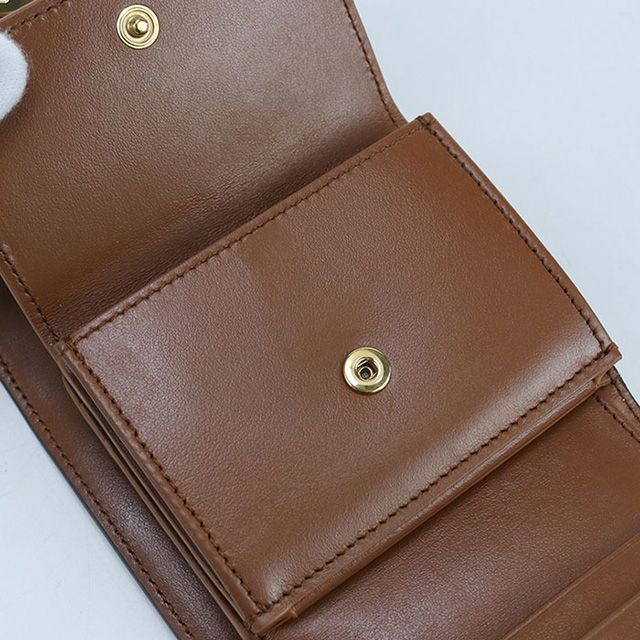 中古良品CELINE セリーヌ 三折財布 10D78 3BZG.04LU スモール フラップウォレット トリオンフ レディース ブラウン CELINE（セリーヌ） 中古 三つ折り財布 レディース ブランド