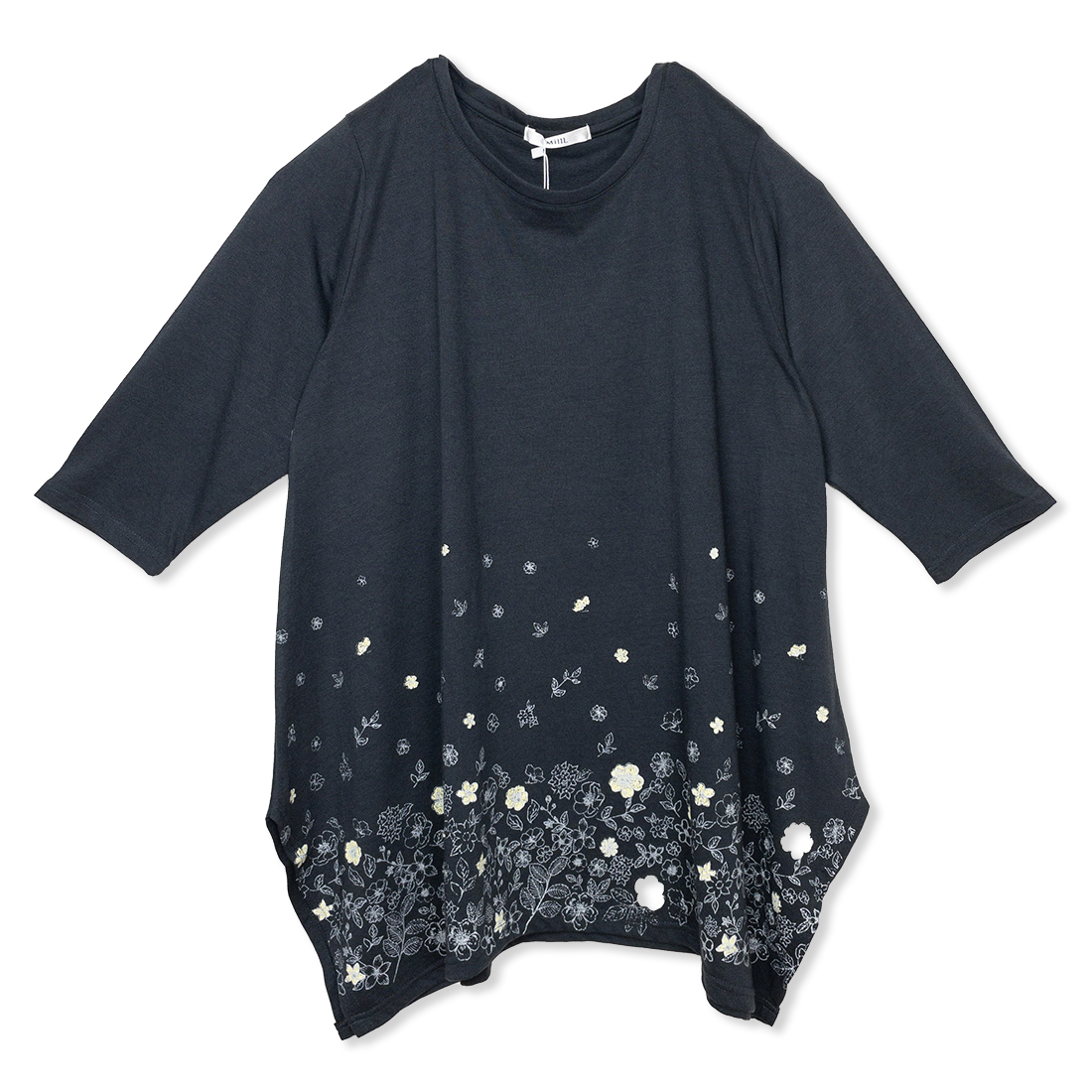 レディース 7分袖 花柄 チュニック オーバーサイズ ビッグサイズ ゆったり 変形ヘム ボタニカル ナチュラル 普段着 女性 大人 春物 夏物 ...