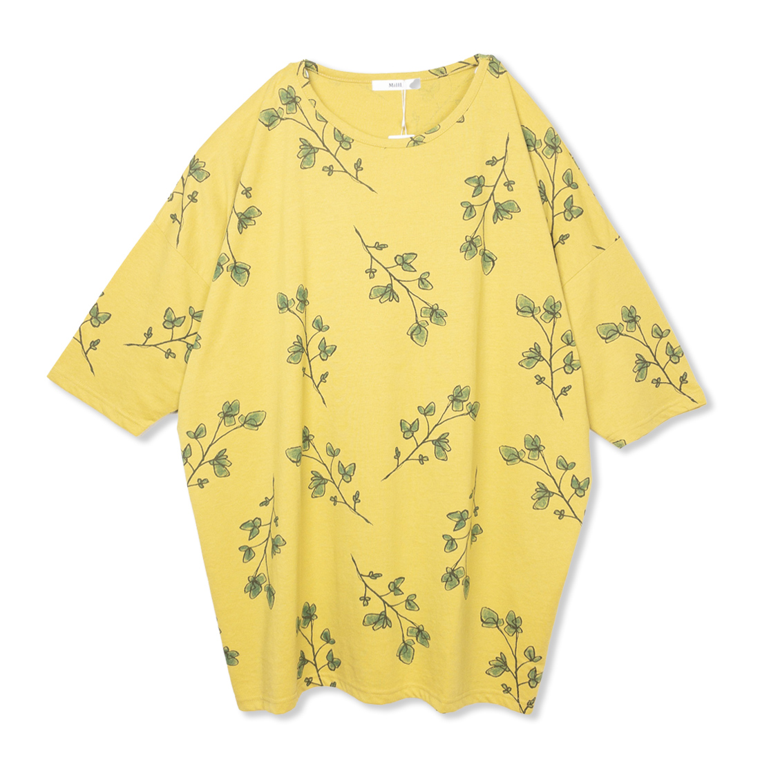 レディース 7分袖 花柄 総柄 手書き チュニック オーバーサイズ ビッグサイズ ゆったり ナチュラル リラックス 普段着 女性 大人 春物 ...