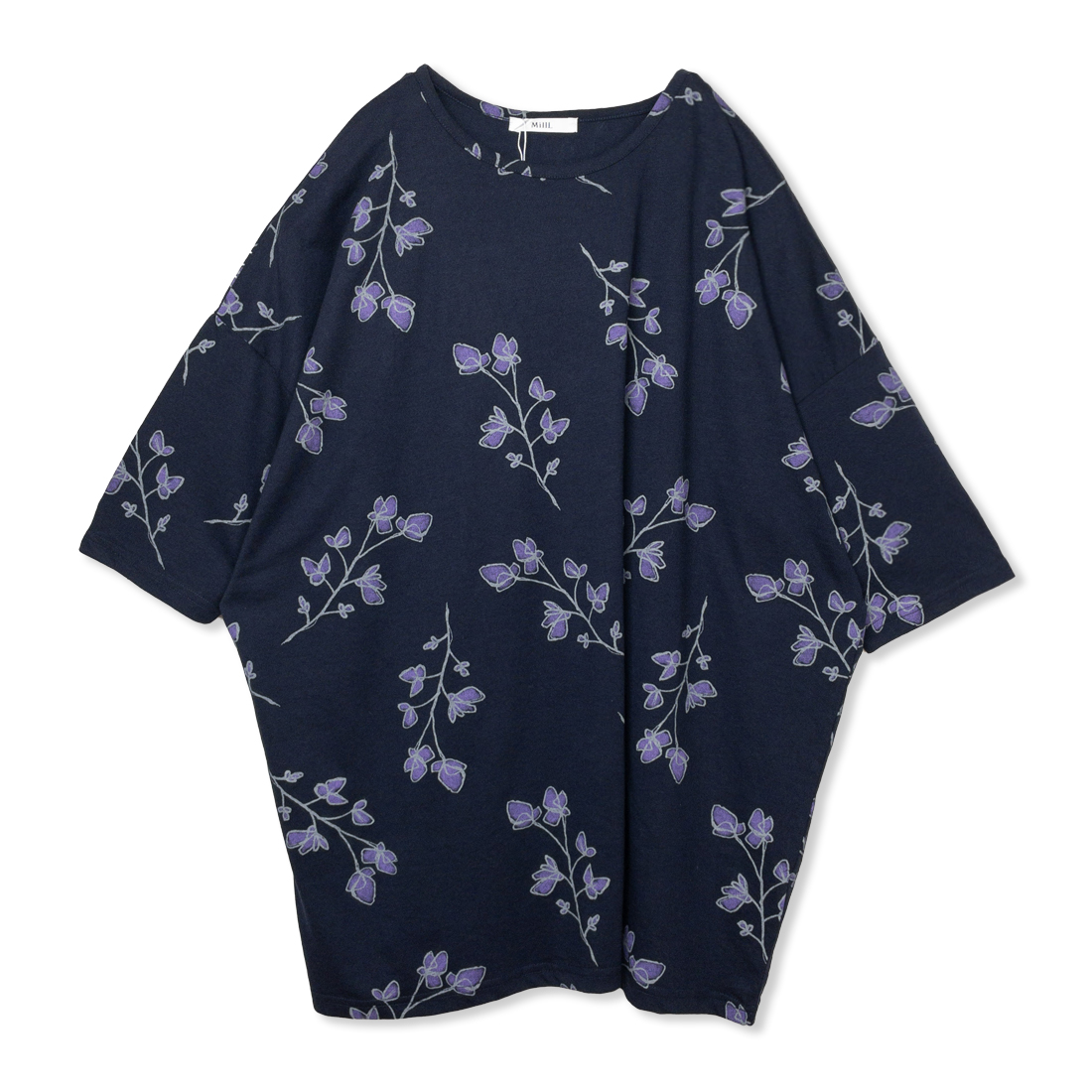 レディース 7分袖 花柄 総柄 手書き チュニック オーバーサイズ ビッグサイズ ゆったり ナチュラル リラックス 普段着 女性 大人 春物 ...