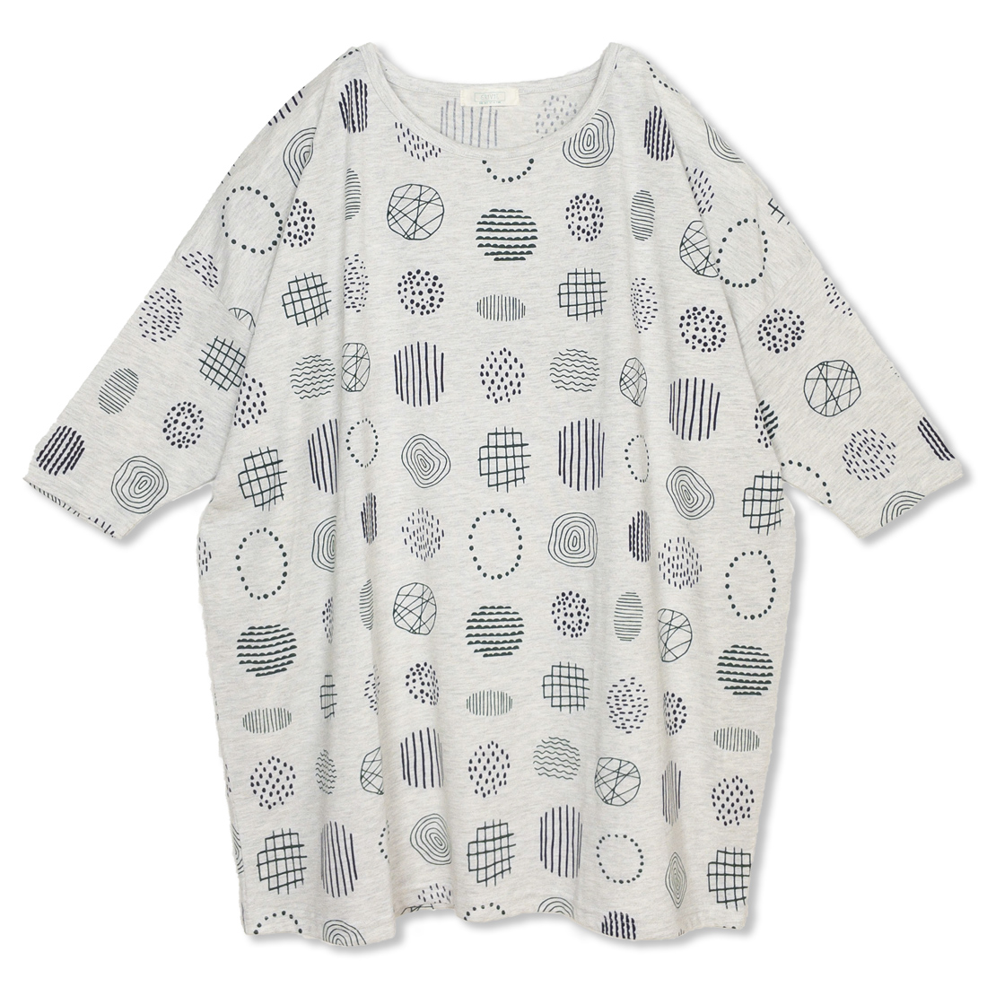 レディース 7分袖 総柄 チュニック オーバーサイズ ゆったり ナチュラル 普段着 女性 大人 春物 夏物 秋物 M L LL 3L 4L ...