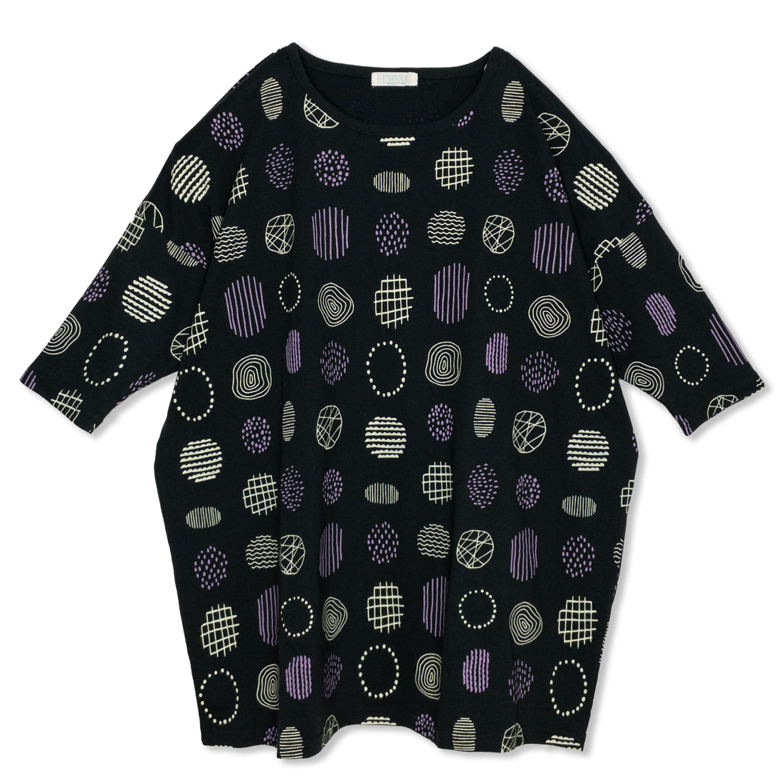 レディース 7分袖 総柄 チュニック オーバーサイズ ゆったり ナチュラル 普段着 女性 大人 春物 夏物 秋物 M L LL 3L 4L ...