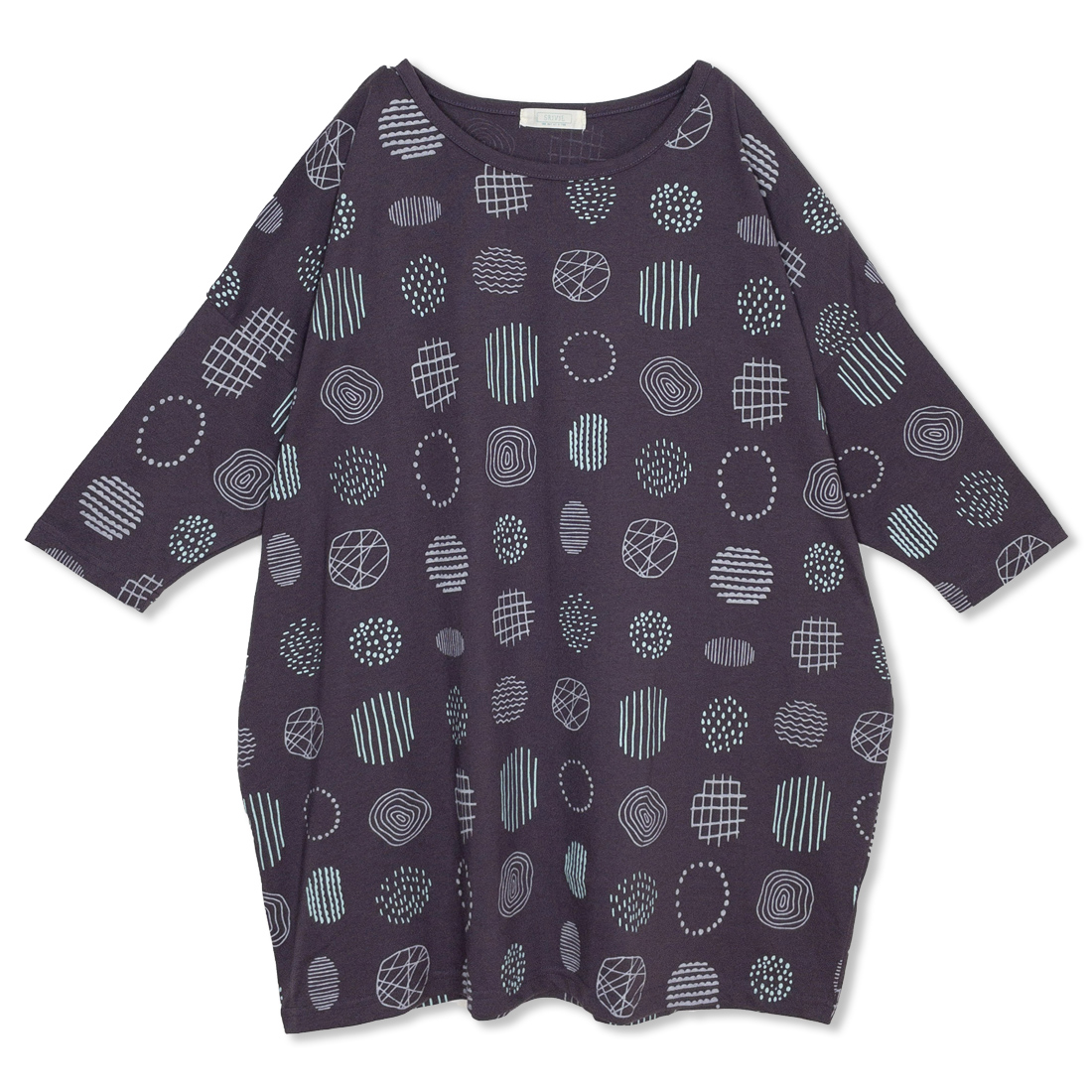 レディース 7分袖 総柄 チュニック オーバーサイズ ゆったり ナチュラル 普段着 女性 大人 春物 夏物 秋物 M L LL 3L 4L ...