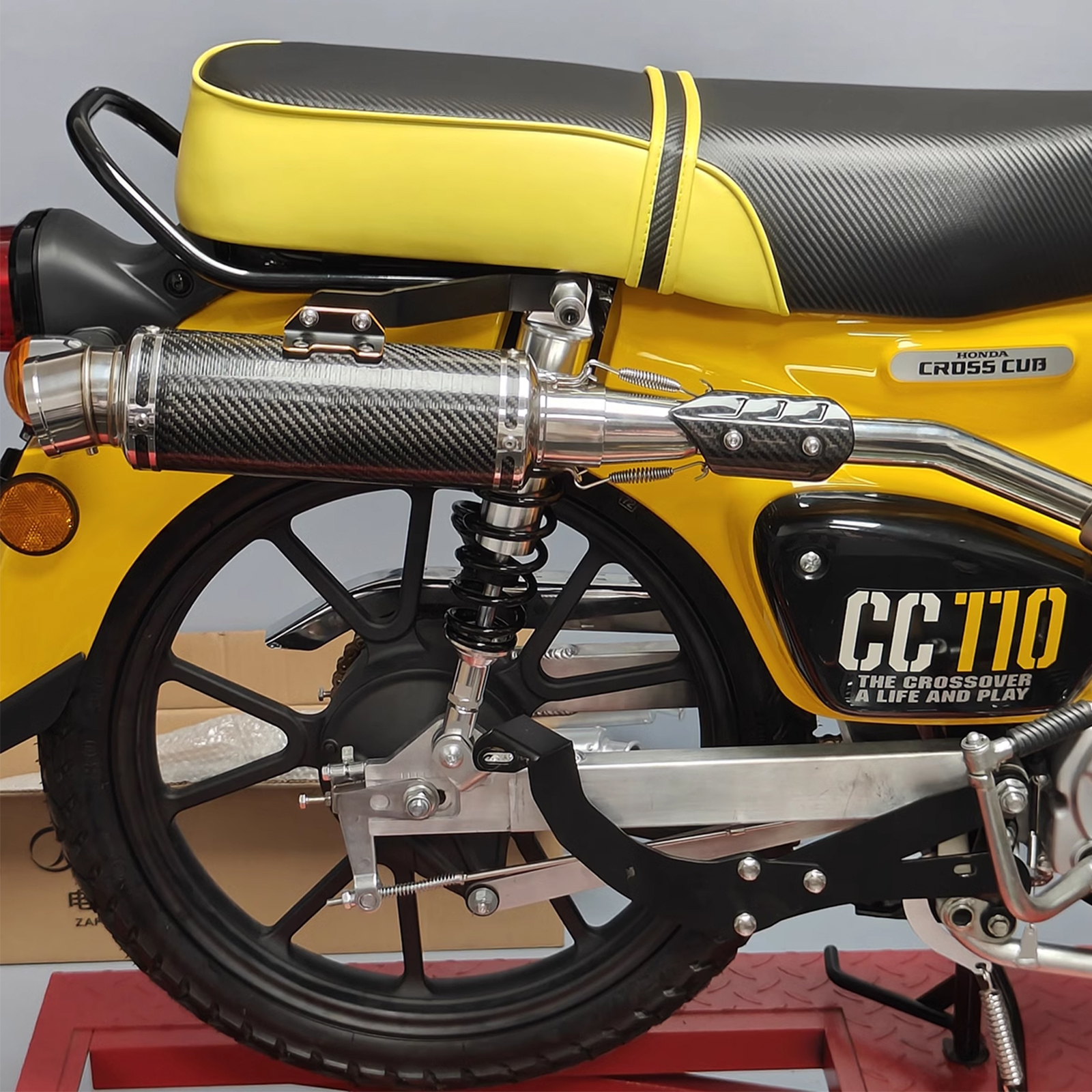 クロスカブ CC110 JA60 バイクマフラー Φ76MM-90MM サイレンサー エキゾーストパイプ 排気管 排気パイプ ステンレス カーボン チタンブルー シルバー 取り寄せ :M04 ...