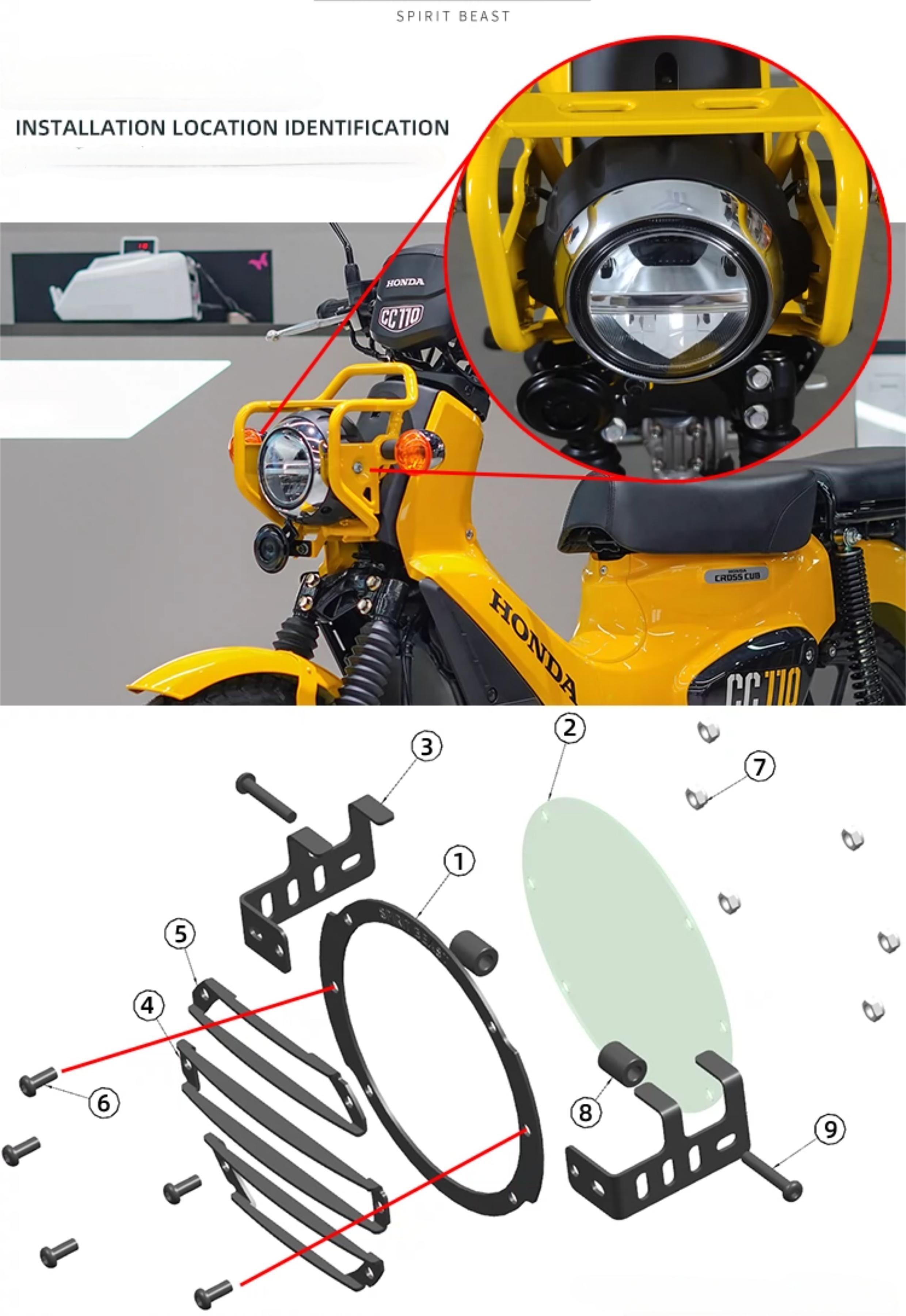 クロスカブ CC110 CC50 ヘッドライトガード 保護カバー 外装パーツ ヘッドライトストーンガード プロテクター グリルカバー グリーン ...