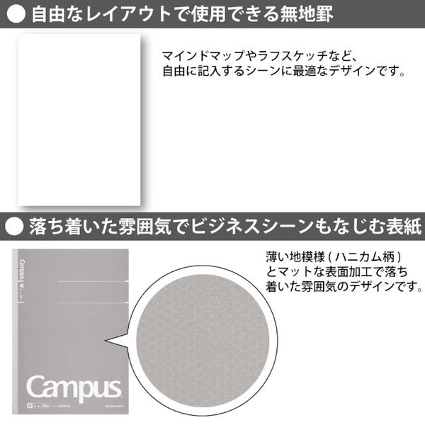 コクヨ 大人キャンパスノート 無地 40枚 セミB5 文房具 文具 キャンパスノート Campus KOKUYO :no-4w-m:にじいろ文具 - 通販 - Yahoo!ショッピング