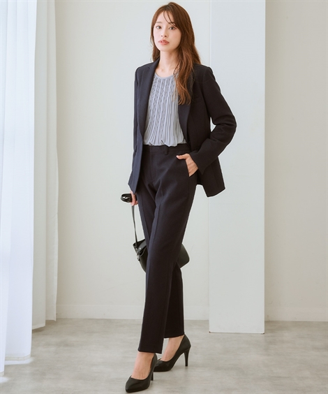 ニッセン（nissen） スーツ レディース 洗えるウール調9分丈テーパード