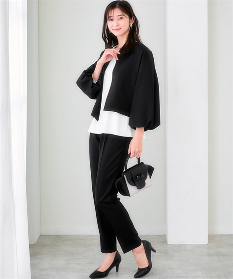 ニッセン（nissen） スーツ パンツ レディース ドビー素材3点セット