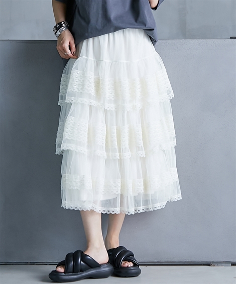 ニッセン（nissen） ロングスカート レディース チュールティアード