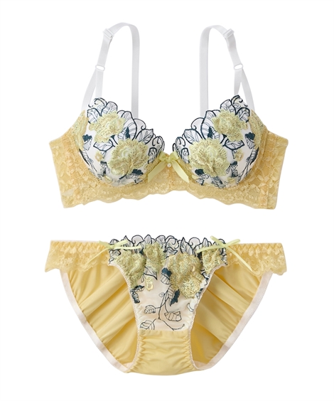 ニッセン ブラジャー ショーツ セット レディース 脇高ゴージャスフラワー ブラショーツ 女性 インナー パンツ パンティ | A70_M〜D75_M nissen : ニッセン Yahoo ...