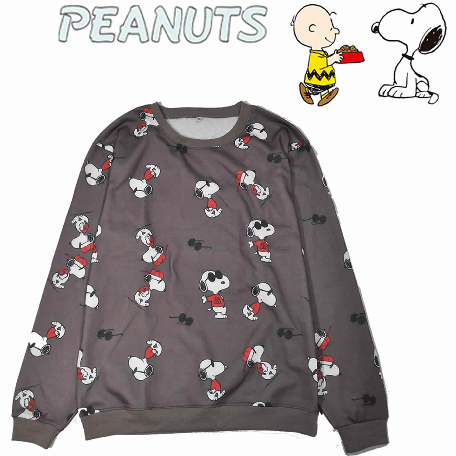 PEANUTS [ピーナッツ] スヌーピー トレーナー 総柄 長袖 クルー裏起毛スエットシャツ ユニセックス 6-7561 : ノンブルYショップNonbr shop - 通販 - Yahoo ...