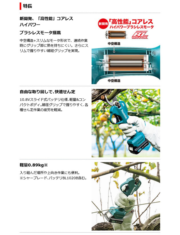 日本限定 マキタ UP100DSAX バッテリ2個 充電器 ケース付 充電式せん定ハサミ 10.8V 2.0Ah kochi-ot.main.jp