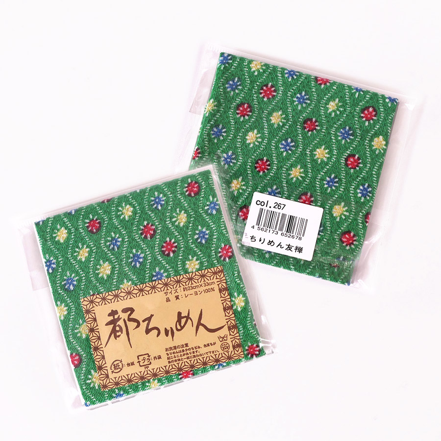ちりめんカットクロス・横波に丸花(緑) 23×33cm : 布がたり ヤフー店 - 通販 - Yahoo!ショッピング