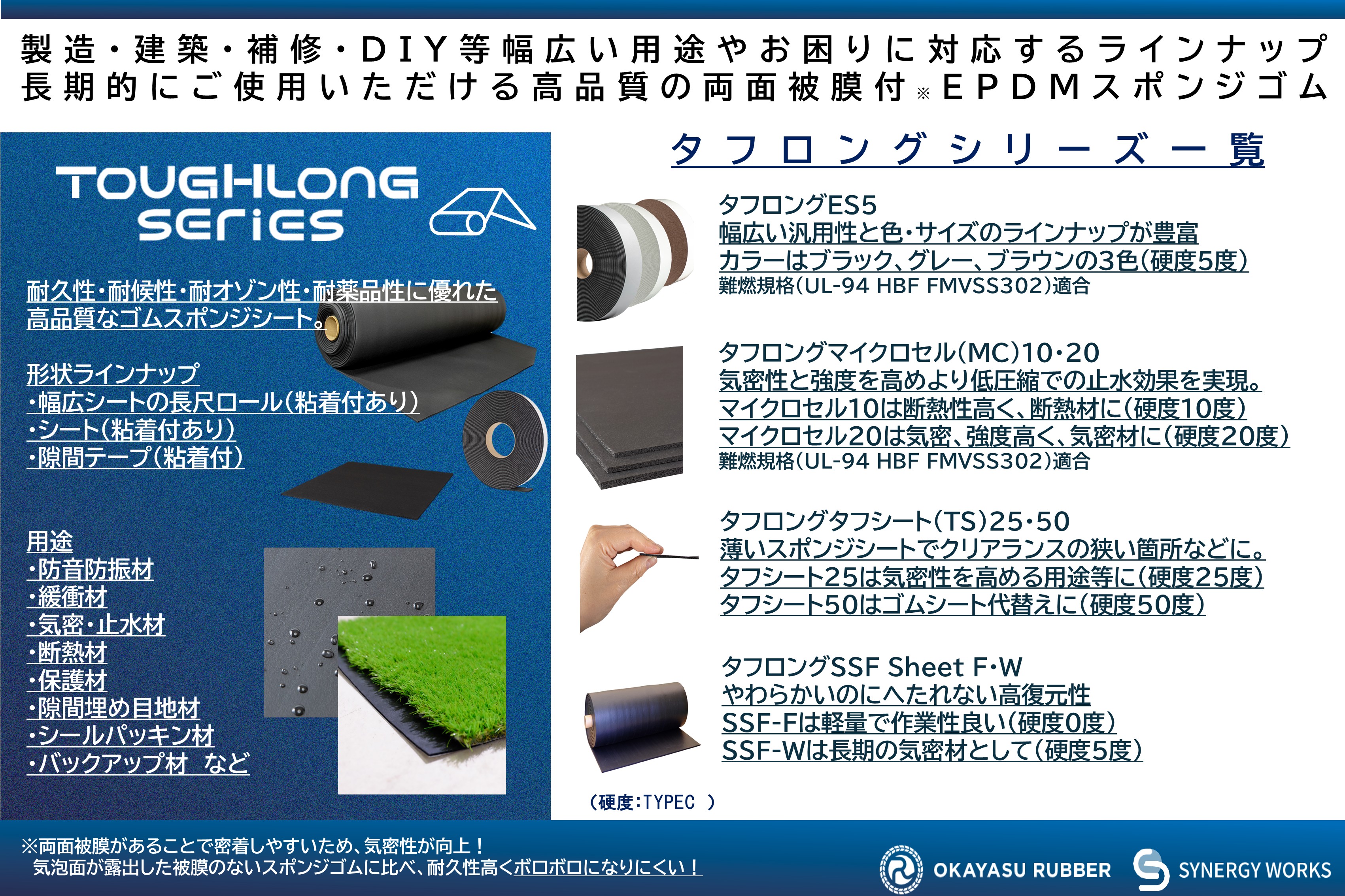 岡安ゴムヤフー店 - 極薄スポンジ隙間テープ：タフロングTS50｜Yahoo!ショッピング