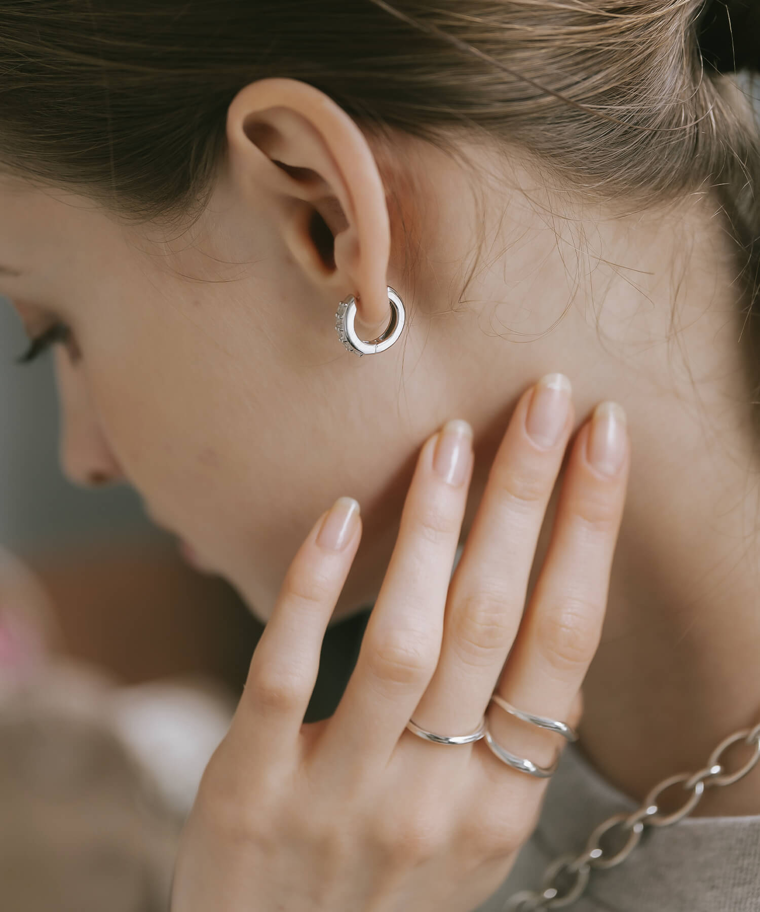 Ops.（オプス） フープピアス 大ぶり 大きめ シルバー 925 フープ ピアス ホワイトトパーズ 天然石 ピアス アレルギー対応 キラキラ クリスタルパヴェ 上品 elveria エル ...