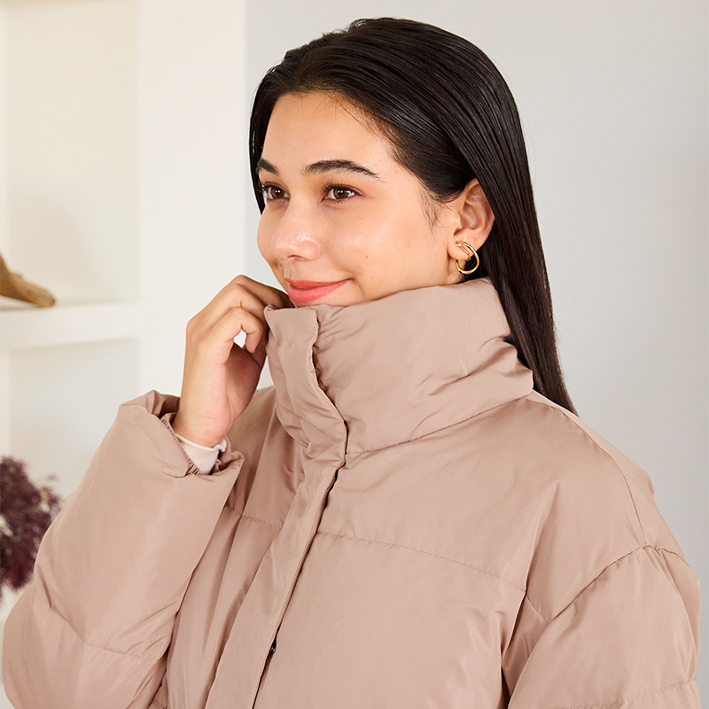 ORiental TRaffic レディース アウター コート ダウンジャケット 軽量 黒 ブラック アイボリー ホワイト ピンク スタンドネックボリュームダウンジャケット ...