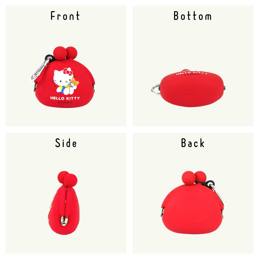 【メール便送料無料 】キティちゃん シリコンポーチ 小さめ がま口 カラビナ POCHIBI HELLO KITTY ポチビ ハローキティ サンリオ 使いやすい ピージーデザイン :gmc ...